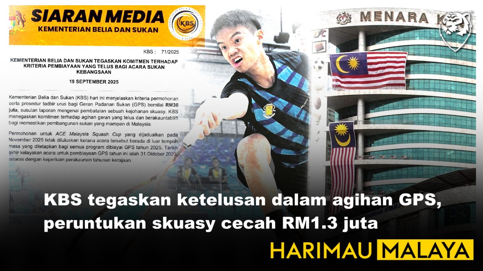 KBS tegaskan ketelusan dalam agihan Geran Padanan Sukan, peruntukan skuasy cecah RM1.3 juta ...